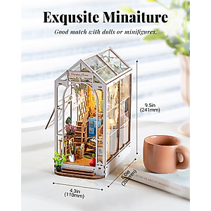 Rolife DIY Book Nook Kit Wooden 3D Puzzle Bookends 9.5" Garden House Miniature Kit with LED Bookshelf Decor Arts and Crafts for Adults Family Project Hobby Creative Gifts for Girls Boys Christmas