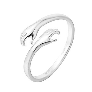 Chengxun Attractive Double Hand Hug to You Finger Rings 925 Silver Jewelry for Women Men Open Adjustable