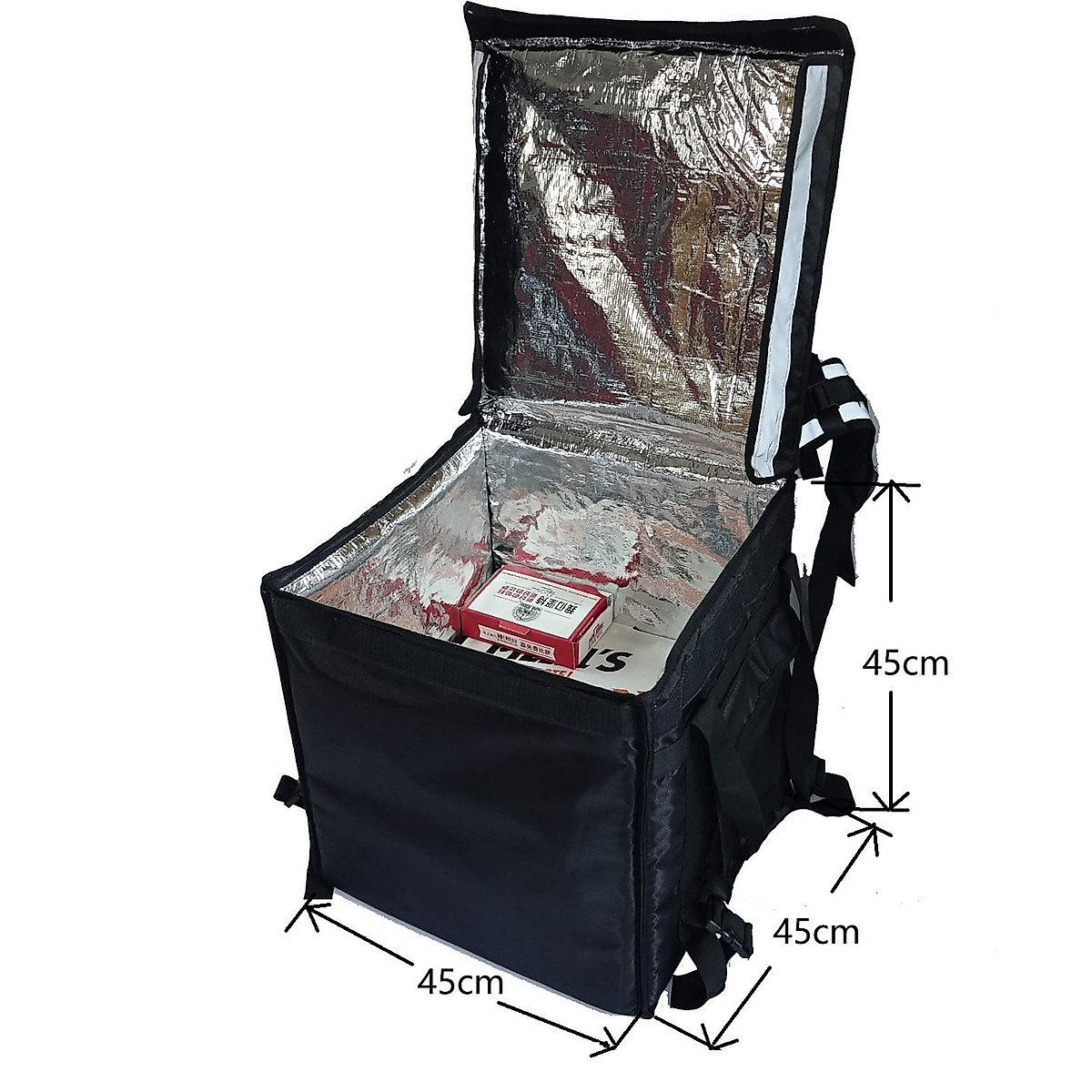 PK-92V: Large Rigid Heavy Duty Food Delivery Box for Motorcycle, Insulated Pizza Delivery Bag for Bicycle/Scooter, Top Loading, 18" x 18" x 18", Collapsible, Waterproof