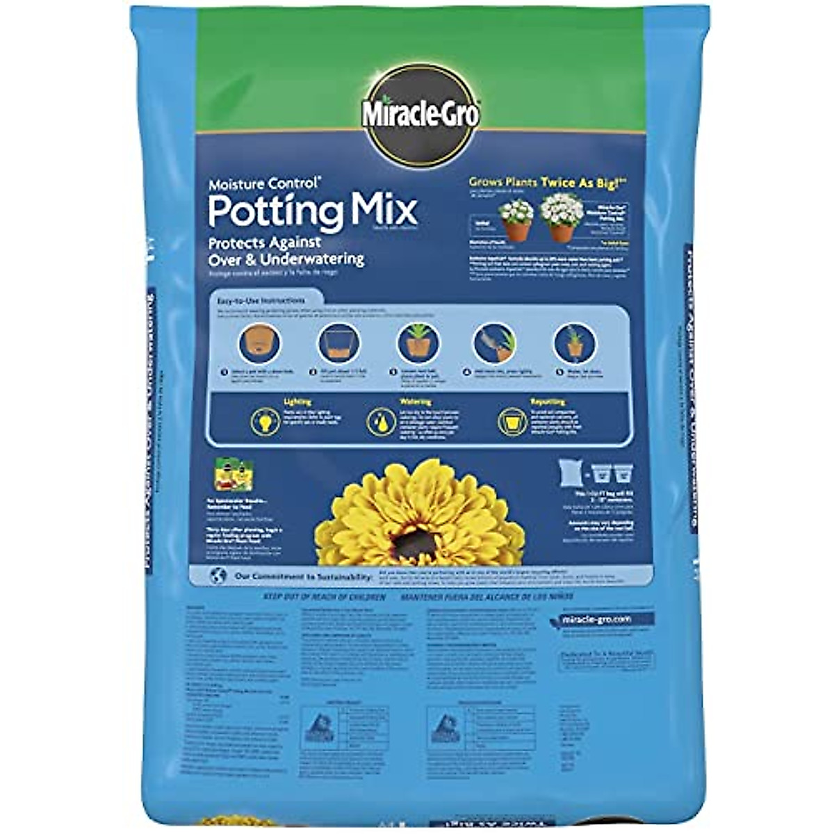 Miracle-Gro Miracle-Gro Moisture Control Potting Mix, 1 cu.ft (Pack of 3 Bags)