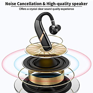 WESADN Bluetooth Headset Wireless Earbuds Cell Phones Earpiece Bluetooth Headphones in Ear with Microphone 48H Talk Time IPX7 Waterproof Earphones for Trucker Driving Business Running Office