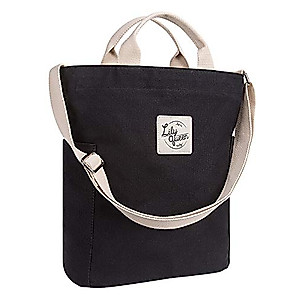 Lily queen Women Crossbody Canvas Tote Casual Shoulder Purse Bag Durable (Black)
