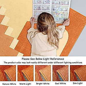Lahome Abstract Low Pile Kids Room Area Rug - Orange Minimalist 3x5 Playroom Rug, Modern Building Soft Non-Slip Non-Shedding Mat Machine Washable Carpet for Entryway Nursery Office Living Room Bedroom