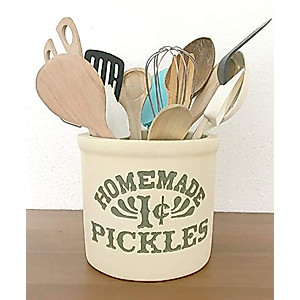 Handmade with Love by Fatima. Utensils holder in Monica’s kitchen. Homemade 1 cent Pickles Jar. Housewarming Gift. Great present for your friends. Totally Handmade.