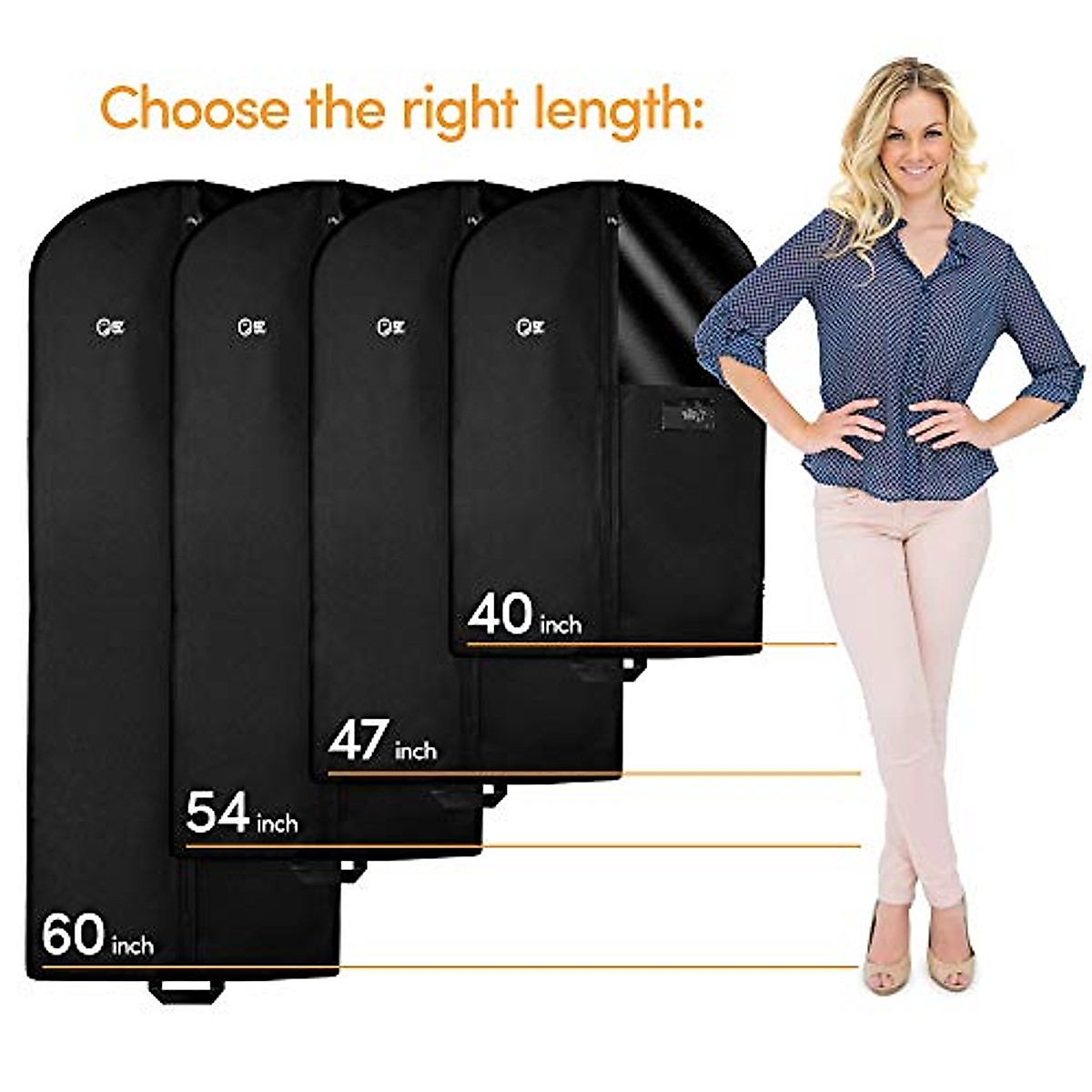 Luxury Storage Garment Bag for Long Coat, Fur, Mink, Gown, Vestment and Choir Robe | 60 Inch + 5 Inch Gusset Cover | Heavy Duty, Hanging, Breathable, Foldable Travel and Wardrobe Clothes Protector
