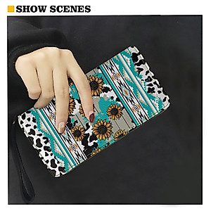 SCRAWLGOD Cartoon Mushroom Gift for Women's Wristlet Wallet RFID Blocking Purse Leather Card Holder Clutch Wristlet