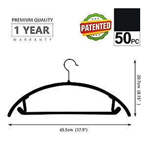 MIZGI Premium Velvet Hangers (Pack of 50) Heavyduty- Non Slip No Shoulder Bump Suit Hangers - Black Hooks,Space Saving Clothes Hangers,Rounded Hangers for Coat,Sweater,Jackets,Pants