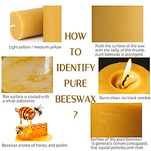 Natural Beeswax Pillar Candles 4 Packs, 140 Hours Burn Time, 100% Pure Beeswax Candles for Emergency Prayer Home Deco, Bees Wax Candles for Relax, Smokeless & Dripless [2x4 inch]