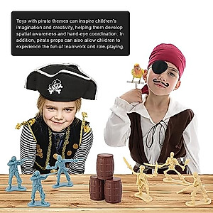 HAPTIME Pirate Toy Set,Pirate and Skeleton Warriors Figures,20 Pirates and 20 Skeleton Warriors with Accessories Such as Buckets,Fences, Bonfires,Treasure Chests