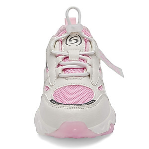 Hetios Kids Fashion Sneakers Hook and Loop School Uniform Sneaker Outdoor Lightweight Breathable Athletic Running Walking Shoes for Girls Boys Pink Little Kid US Size 2