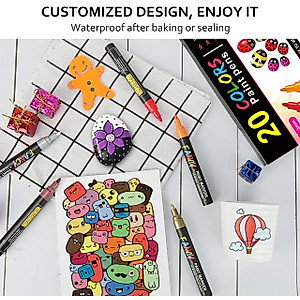Emooqi Paint Pens, Paint Markers 20 Pack Oil-Based Painting Pen Set for Rocks Painting Wood Plastic Canvas Glass Mugs DIY Craft
