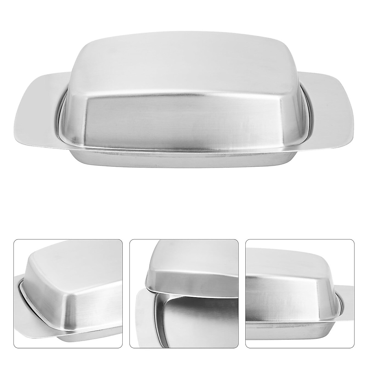 PACKOVE Stainless Steel Butter Box Butter Dish With Lid Stainless Steel Butter Tray Covered Butter Dish Metal Butter Dish Butter Holder Container Butter Keeper For Kitchen