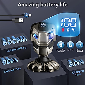 WeChip Head Shaver 7D 5-in-1 Head Shavers for Bald Men with Nose Hair Sideburns Trimmer, Floating Head Razors for Bald Men Waterproof Wet & Dry, LED Display, Cordless, Rechargeable