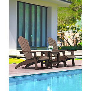 Upstreman Home Plastic Adirondack Chair Set of 1, Outdoor Fire Pit Chair with Cup Holder, Adirondack Patio Chair Weather Resistant for Outside, Porch, Lawn, Garden- A1, Coffee