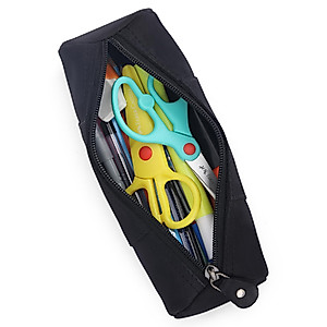 The Antiq Leather Pencil Case, Makeup Pouch, Zipper Pouch for Daily Essentials, Storage Organizer, Cosmetics and Stationary Bag (Black, 8 * 2.5 Inches)