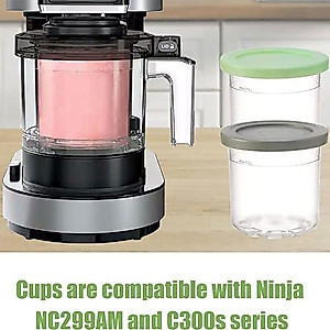 Creami Pints and Lids, for Creami Ninja,16 OZ Creami Containers Reusable,Leaf-Proof for NC301 NC300 NC299AM Series Ice Cream Maker