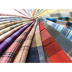 longshine-us 25pcs 10 x 10 Inches Premium Plaid Charm Pack Precut Cotton Fabric Squares Fabric Bundles for Sewing, Quilt DIY& Quilting Beginners