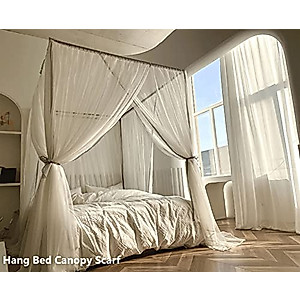 AIKASY Outer Bed Support Canopy Bed Frame Post Queen Size Stainless Steel Bed Canopy Frame Poles Four Corner Bed Bracket Fit for Metal Bed Wood Bed Bedroom Decor (Queen, Silver)