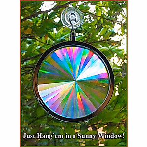 Rainbow Symphony- Rainbow Prism Suncatcher for Window, Axicon Pattern, with Bonus Board Sun Catcher, Made in USA