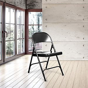 OEF Furnishings (4 Pack), Black Heavy Duty Steel Folding Chair