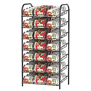 Can Rack Organizer 7 Tier Can Storage Dispenser Holds up to 84 Cans for Food Storage Can Storage Rack Holders for Kitchen Cabinet or Pantry, Black