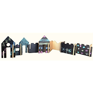 THE FRECKLED FROG Happy Architect - Create 'N’ Play - Set of 28 - Ages 2+ - Wooden Blocks for Preschoolers and Elementary Aged Kids - Construct Buildings, Towns and Cities - Blackboard Surfaces
