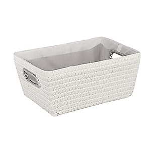 WENKO Storage Chromo White-Bathroom Basket, 28 x 19.5 x 12 cm