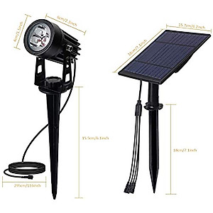 T-SUNUS Solar Garden Spotlight Outdoor, 4-in-1 Solar Spot Lights IP65 Waterproof 9.8ft Cable, 5W Separated Solar Panel, Auto On/Off for Tree Patio Yard Driveway Pathway Pool Area(Warm White 3000K)