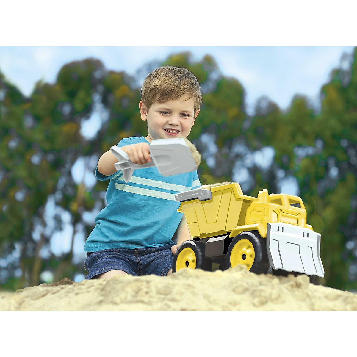Matchbox Large-Scale Sand Truck with 5 Die-Cast Toy Construction Vehicles in 1:64 Scale, Indoor & Outdoor Play Multicolor