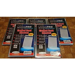 5 Ultra Pro Graded Card Sleeve Packs with Resealable Strip 500 Total (5 100ct Packages). Protects Graded Cards From Scratching and Dust. For Use w/ Beckett, Bgs, PSA and More.