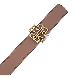 Tory Burch 141739 Britten Logo Black/Classic Tan With Gold Hardware Reversible 1 Inch Width Women's Belt (XL)