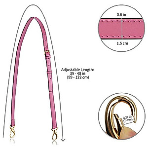 Allzedream Genuine Leather Purse Strap Replacement Crossbody Handbag Long Adjustable (Pink)