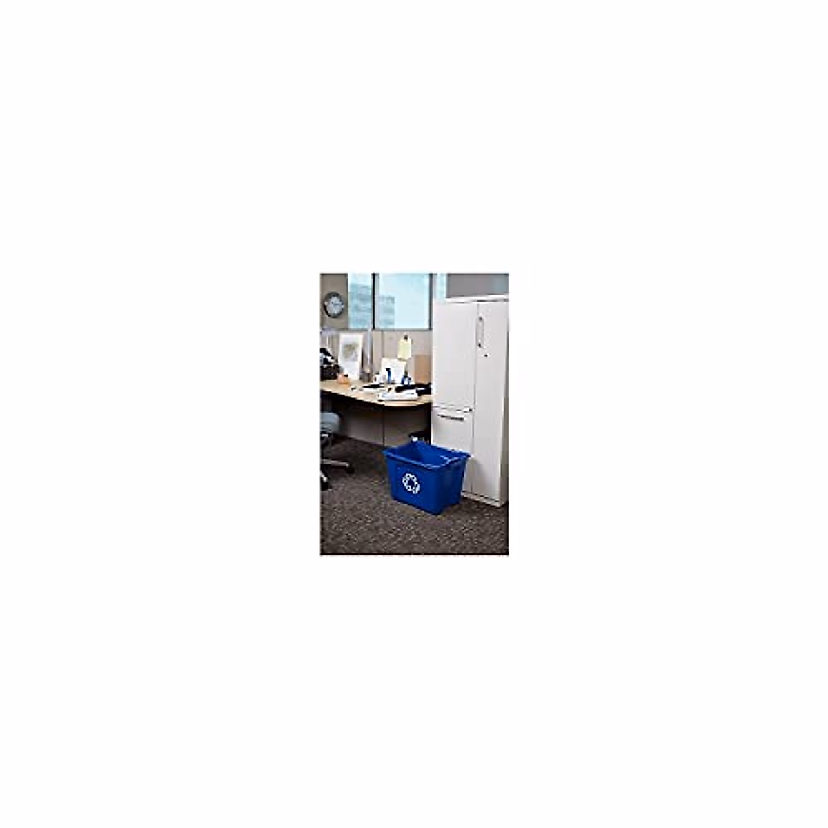 Rubbermaid Commercial 571473Be Stacking Recycle Bin Rectangular Polyethylene 14Gal Blue