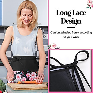 Handepo 4 Pack Teachers Waist Aprons for Women Waist Length Aprons with Pockets Design Adjustable Waist Tie Half Apron for Kitchen Garden Work