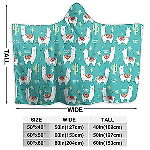Alpaca No Prob-Llama and Cactus Hoodie Blanket Wearable Throw Blankets for Couch Blanket Hooded for Baby Kids Men Women