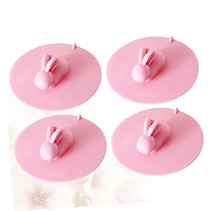 BUTIFULSIC 4pcs Sealing Sink Stopper Bath Tub Drain Cover Tub Drain Plug Silicone Hair Catcher Silicone Bath Plug Bathtub Drain Cover Sink Drain Cover Floor Drain Plug Pink Laundry Tub 10cm