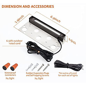 CLOUDY BAY [6 Pack] 7 Inch 12V-15 VAC/DC Low Voltage Hardscape Lighting Paver Light,Retaining Wall Lights Outdoor,IP65 Waterproof, 5W 2700K Soft White,Frost Lens Deck Step Light