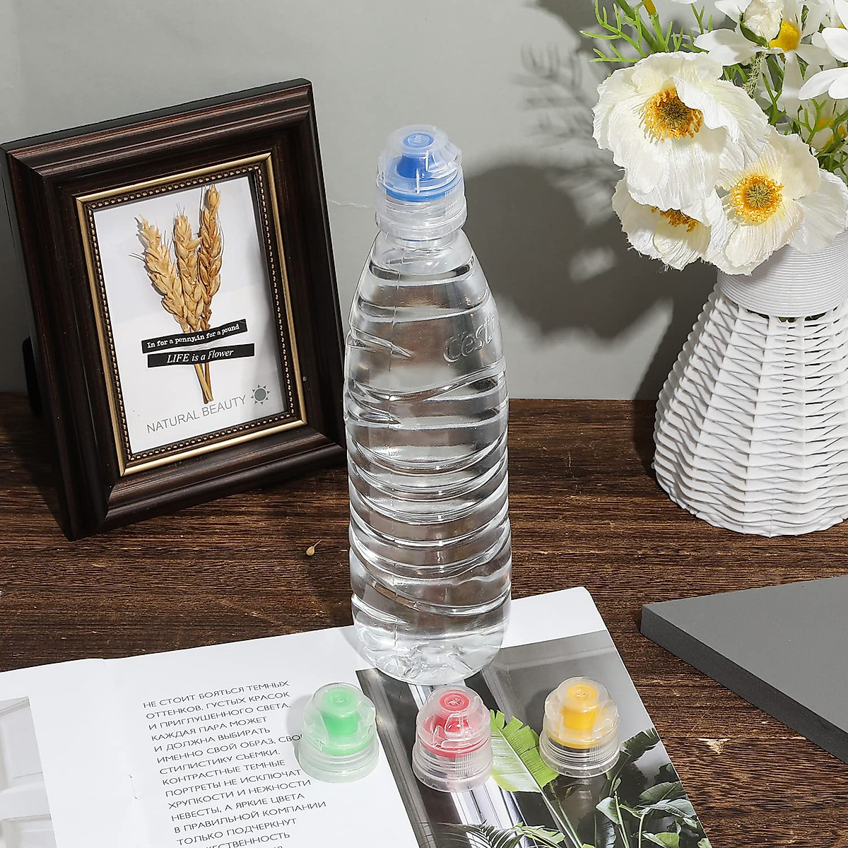 TOYMIS 16pcs 28mm Push Pull Replacement Caps, Flip Cover Plastic Replacement Push Pull Caps Colorful Bottle Cover Replacement for Sport Water Bottle