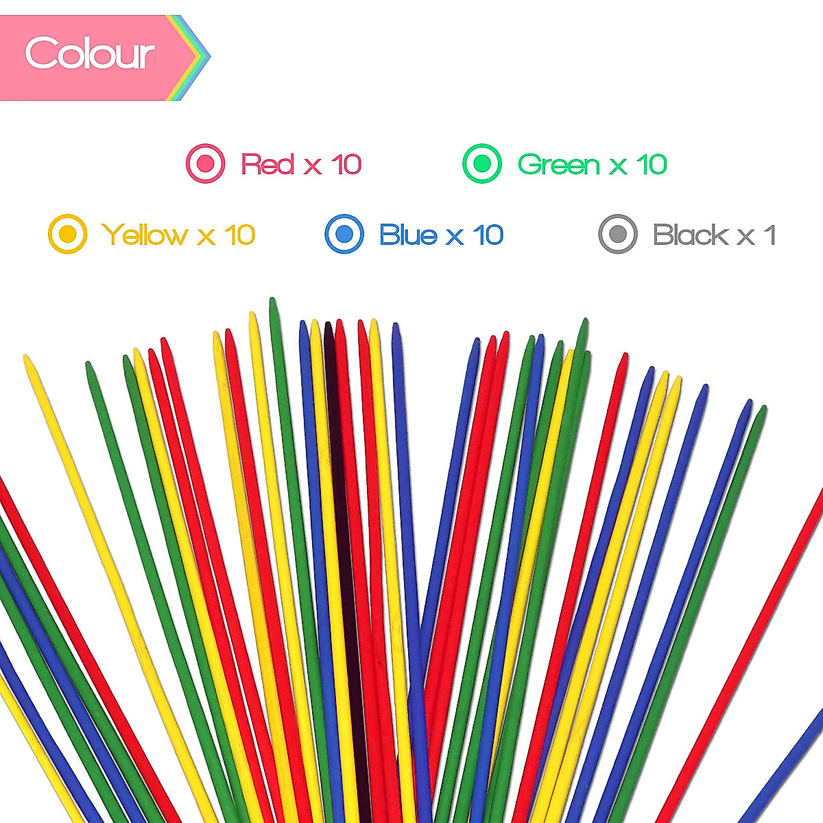 DOXISHRUKY Classic Wooden Thin Pick Up Stick Game 41 Pieces Fun Family Game Gift Idea 9.8 Inch Long