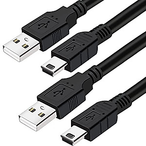 VOTY Mini-USB Cable,2Pack 10ft USB 2.0 Type A to Mini-B Charging Cord for Gopro Hero 3+ Hero4,Garmin Nuvi,PS3 Controller Charger,MP3 Player,Dash Cam,Canon Digital Camera,SatNav,Playstation 3,PDA Data