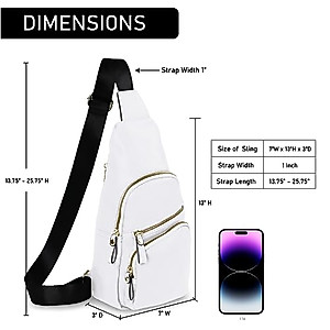 Emperia Small Sling Bag Fanny Packs Crossbody Bags Travel Backpack Chest Bag Gifts for Women Men White