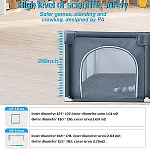 Baby Playpen, Playpen for Babies and Toddler, Baby Play Pen for Toddler, Large Baby Playard with Gate, 59×71IN Sturdy Safety Baby Fence with Anti-Slip Base,Play Yard Indoor Outdoor Kid Activity Center