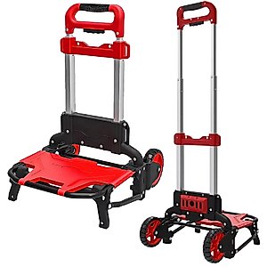 Folding Hand Truck Dolly Upgrade 220 Lbs Capacity Trolley Cart with Portable Handle and TPR Wheels