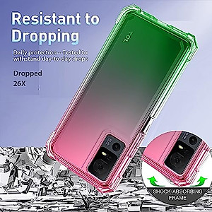 Zeking Case for TCL 40 XL/40T T608DL Case with Privacy Screen Protector, 2 Layer Structure Protection, Shockproof Corner Armor Bumper Phone Cover for TCL 40XL/40T T608DL 6.75" 2023(Pink-Green)