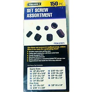 Set Screw Assortment, 150 Pc. - Storehouse