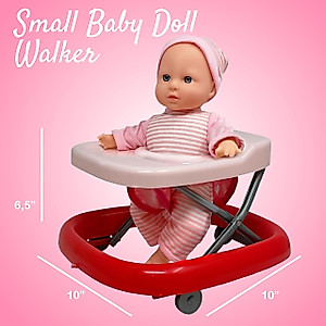 Baby Doll Set with 12 Inch Soft Baby & Foldable Small Baby Doll Walker, Soft Baby Doll Accessories Set, Baby Doll Toys, Baby Doll with Accessories, Learn to Walk Baby Dolls for Toddlers 3+