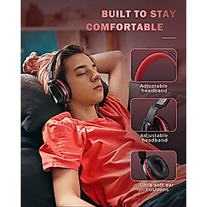 Headphones, On-Ear Wired Headphones with Microphone, Stereo Sound Headphones with 1.5m Tangle-Free Cord for Adults Children Teens Boy Girls Kids, Lightweight Foldable Headphones for School Travel