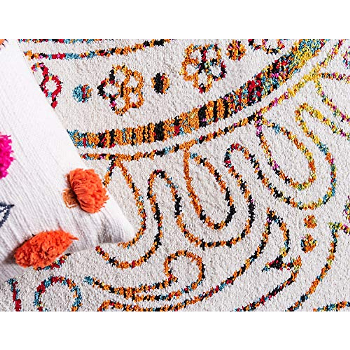 Unique Loom Lyon Collection Colorful Abstract Floral Rainbow Gradient Area Rug, 4 x 6 Feet, Ivory/Pink