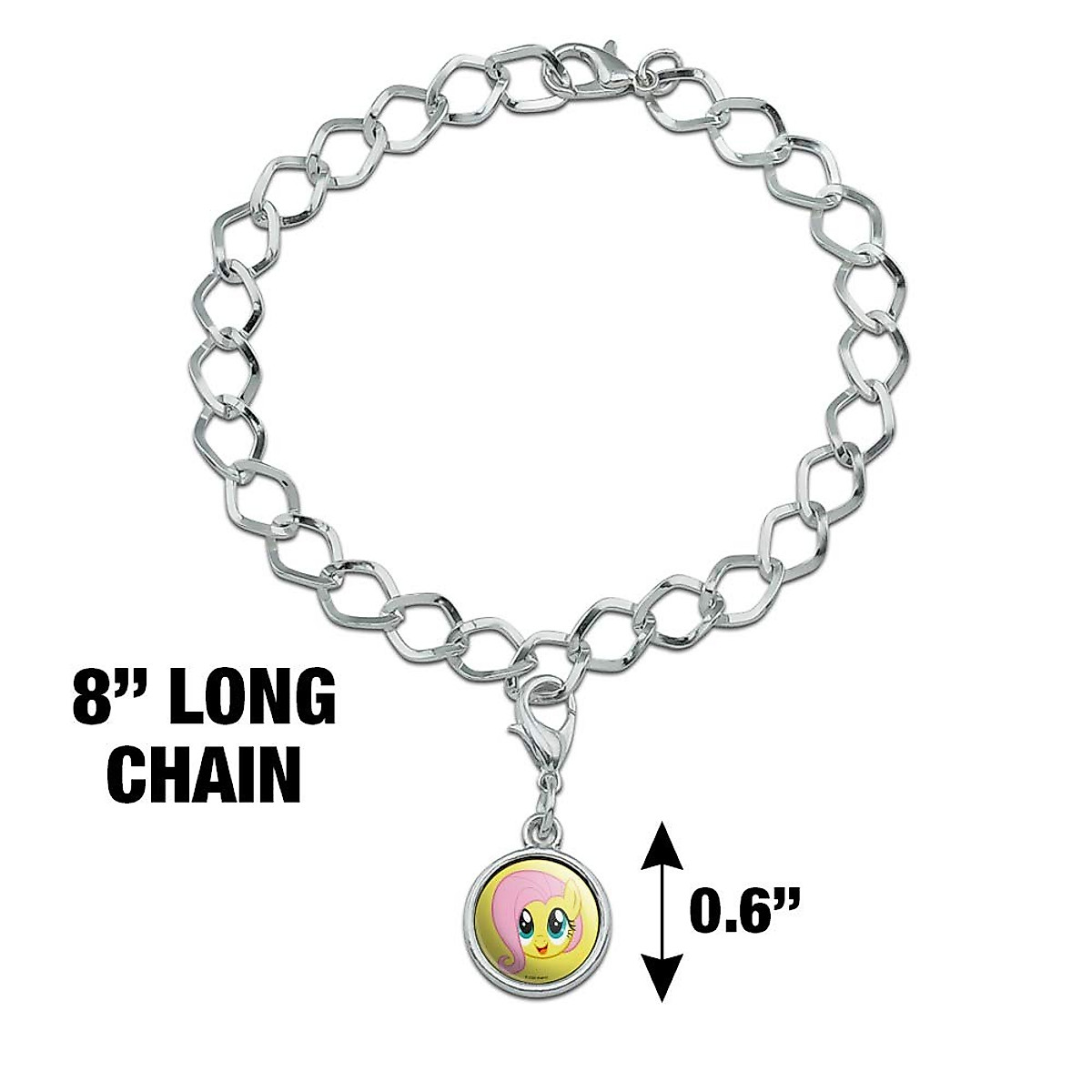 GRAPHICS & MORE My Little Pony Fluttershy Face Silver Plated Bracelet with Antiqued Charm