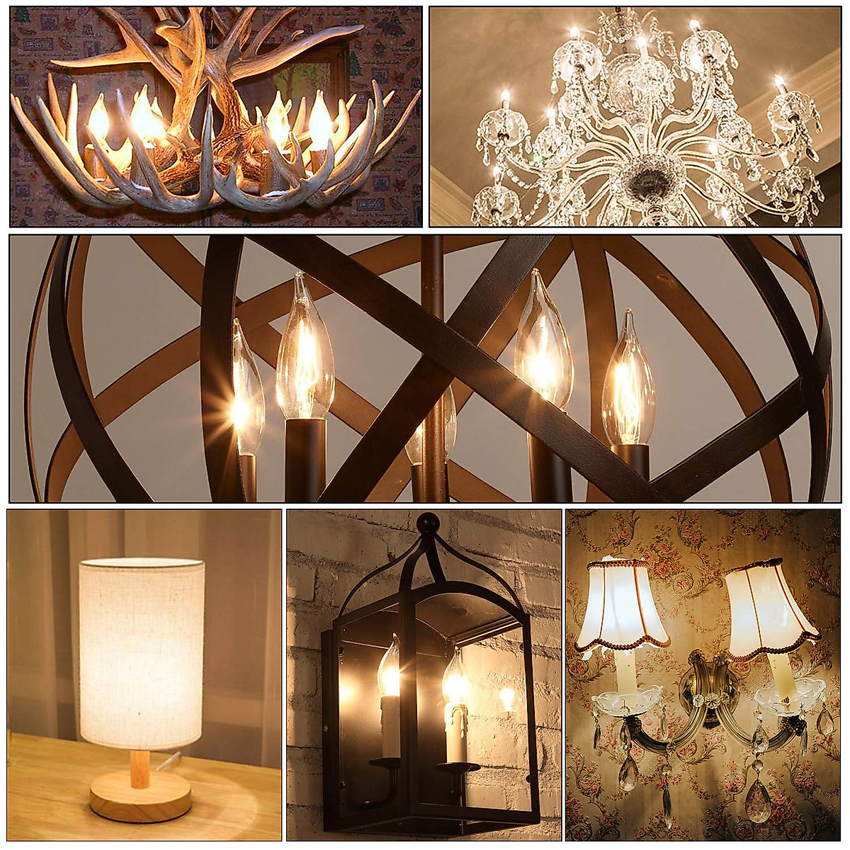 Hizashi 90+ CRI LED Candelabra Bulb 40W Equivalent E12 LED Bulb Dimmable 2700K Soft Warm White, Chandelier Light Bulbs, 4W 450LM Flame Tip CA10 Candle Light Bulbs, UL Listed - 12 Pack